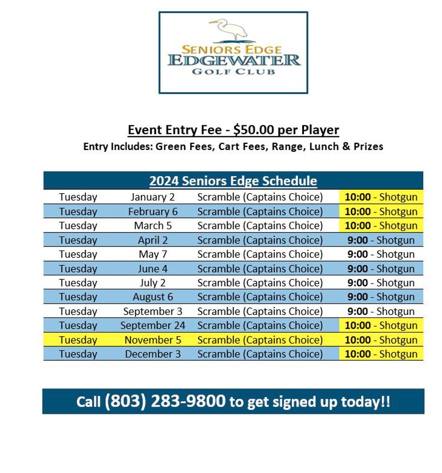 Senior Edge Schedule - Edgewater Golf Club
